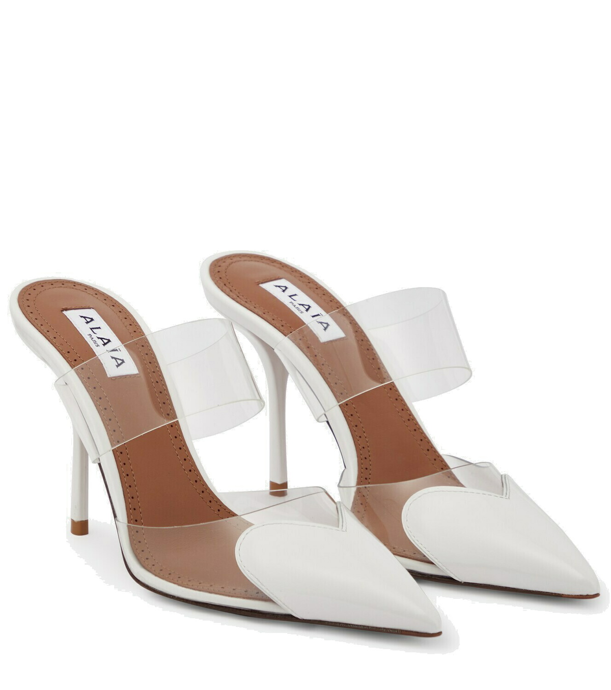 Alaïa Cœur patent leather and PU mules ALAÏA