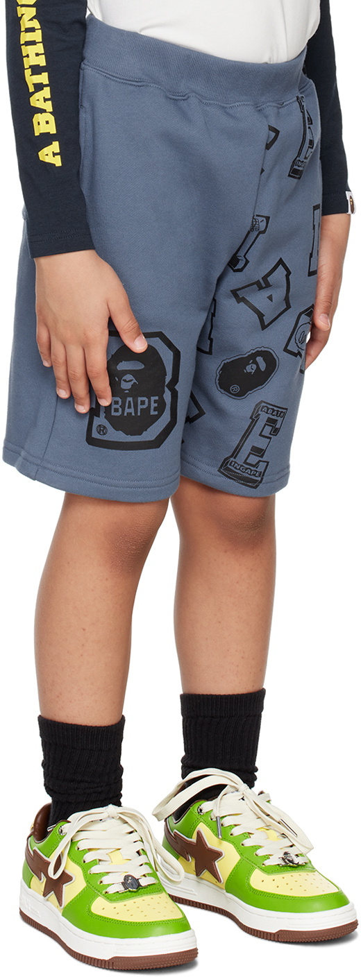 BAPE Kids Blue Printed Shorts A Bathing Ape