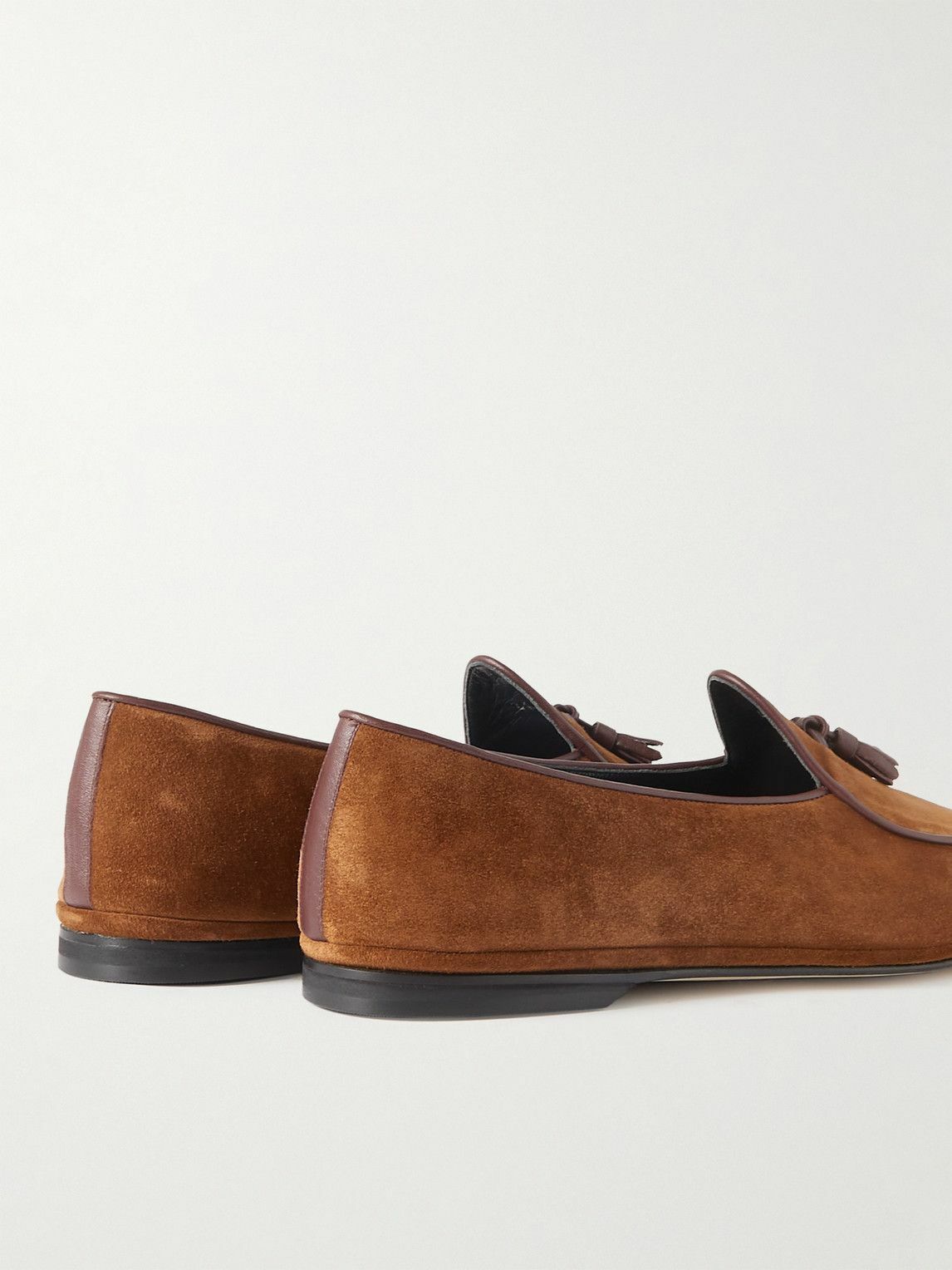 Rubinacci - Marphy Tasselled Leather-Trimmed Suede Loafers - Brown ...