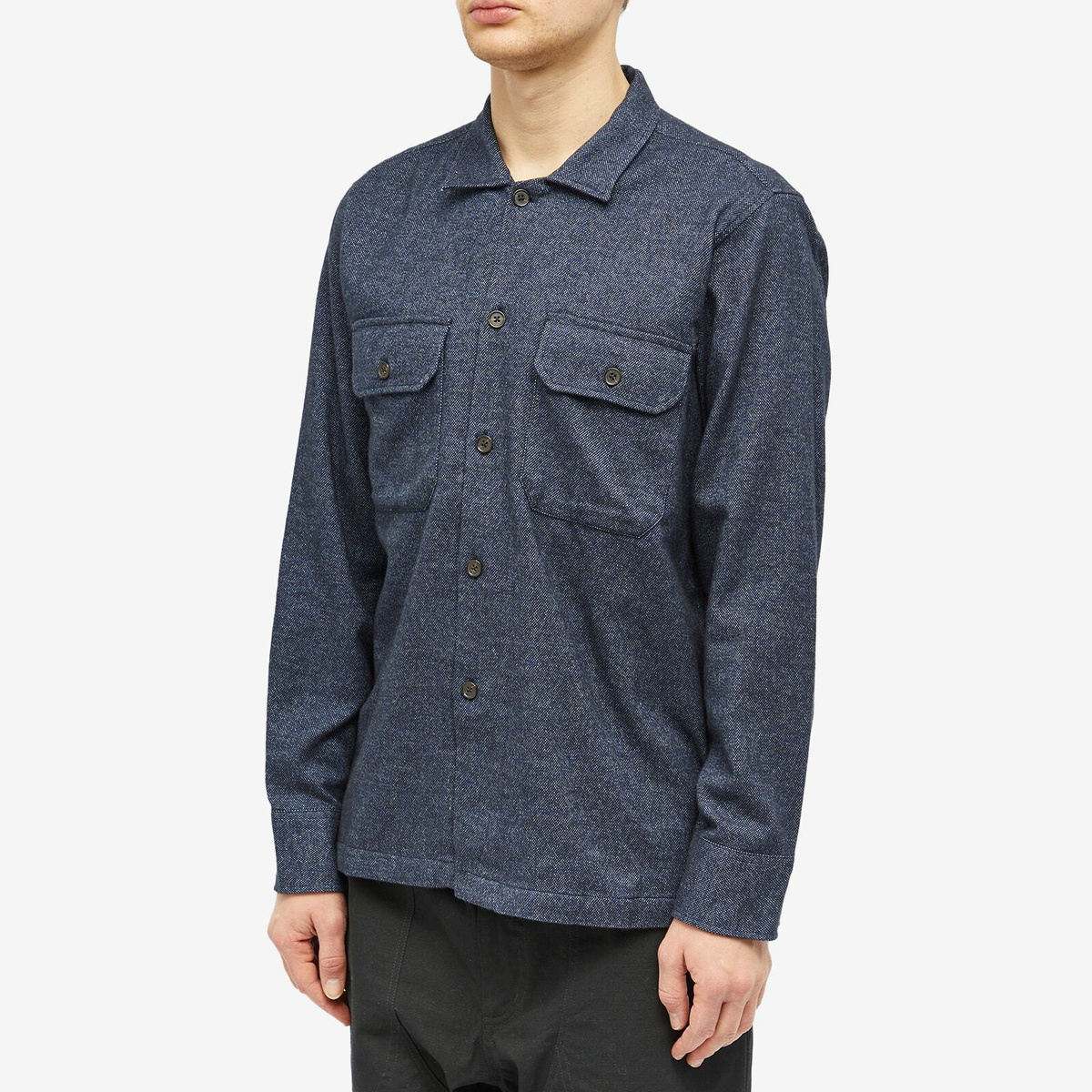 Universal Works Men's Soft Flannel Utility Overshirt in Navy Universal ...