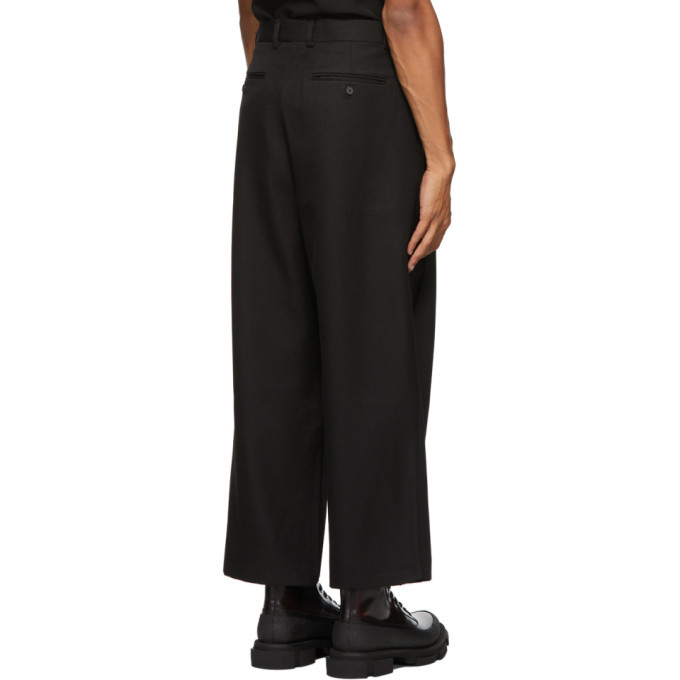 both Black Second Layer Edition Pleated Wide Trousers both