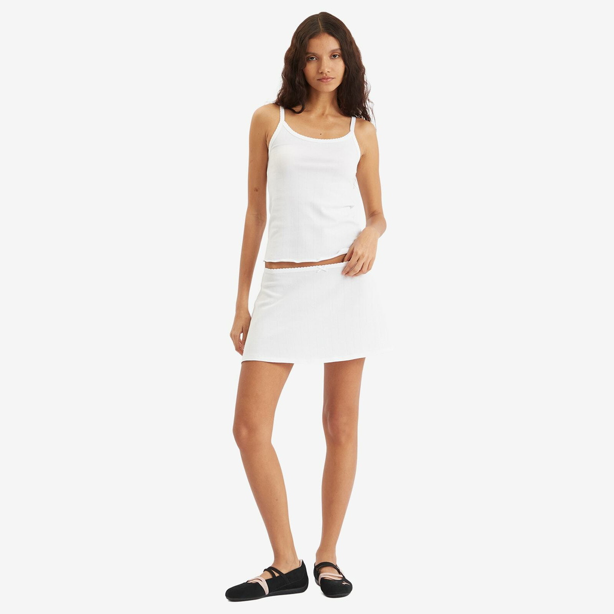 SKIMS Women's Drop Needle Pointelle Cami Top in Snow SKIMS