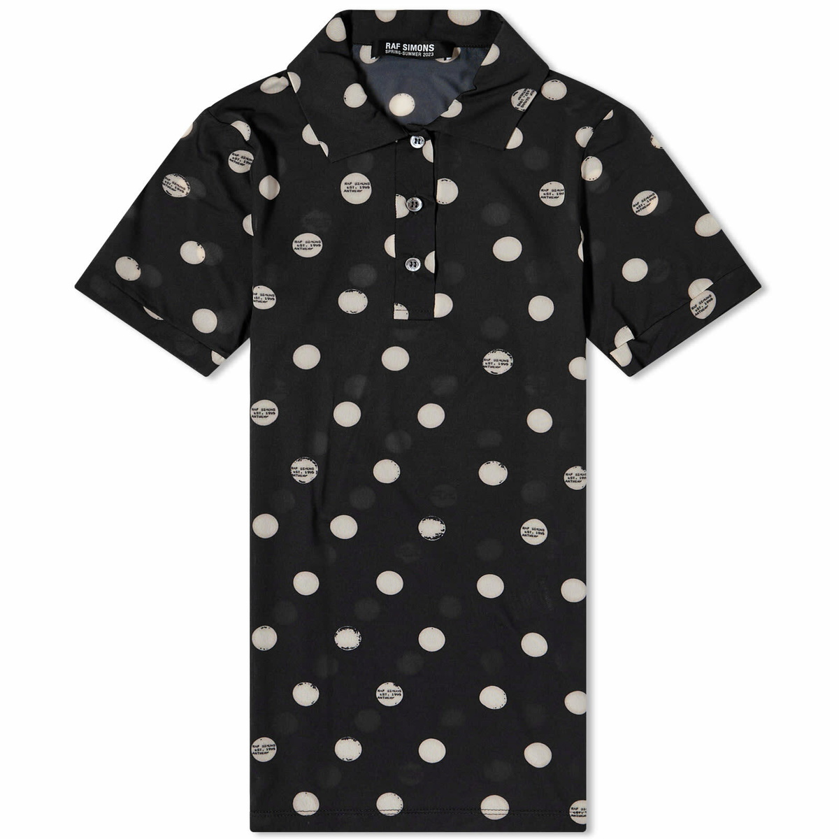 Raf Simons Women's Stocking Jersey Polo Shirt Top in Black/White Raf Simons