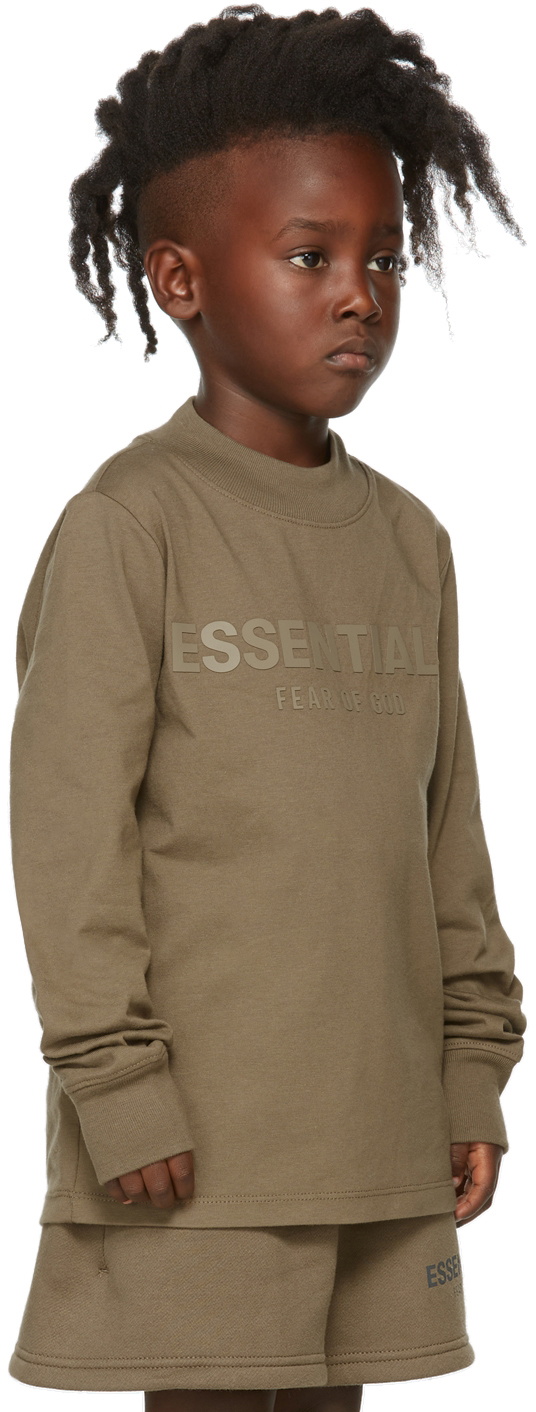 Essentials Kids Taupe Logo Long Sleeve T-Shirt Essentials