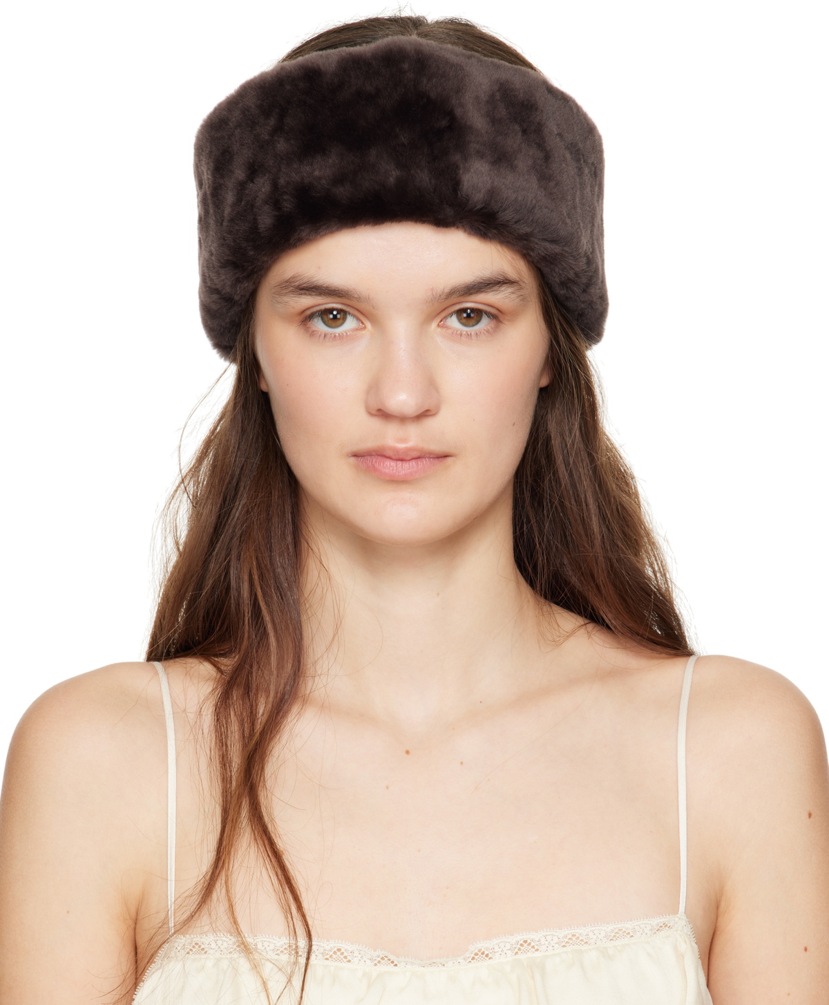 Chloé Brown Shearling Headband Chloe