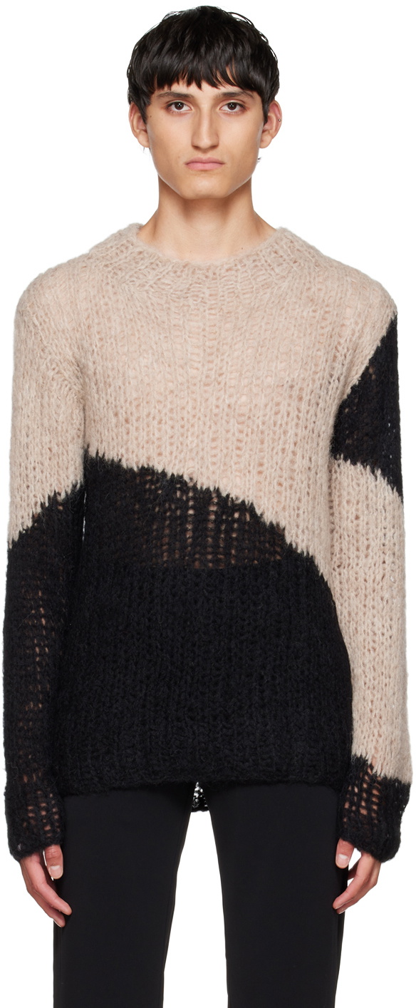 Anna Sui SSENSE Exclusive Beige & Black Nuwave Sweater Anna Sui