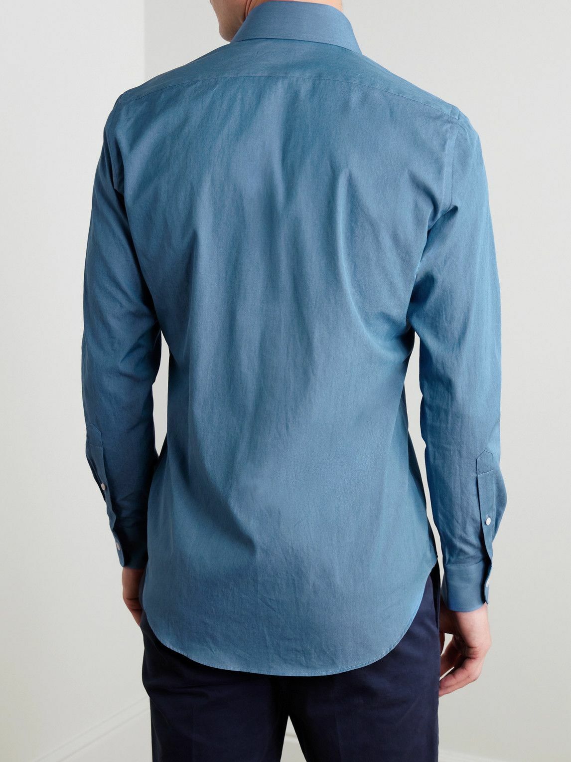 Thom Sweeney - Cutaway-Collar Cotton-Chambray Shirt - Blue Thom Sweeney