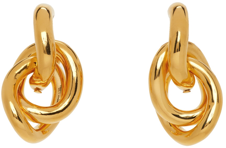 Balenciaga Gold Triple Loop Earrings Balenciaga