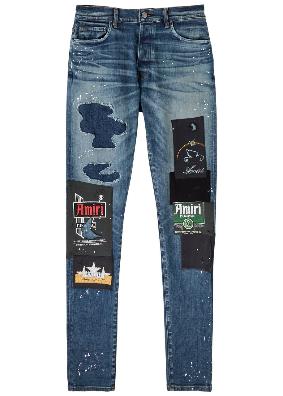 Amiri Lounge Patch-appliqué Skinny Jeans Indigo Amiri