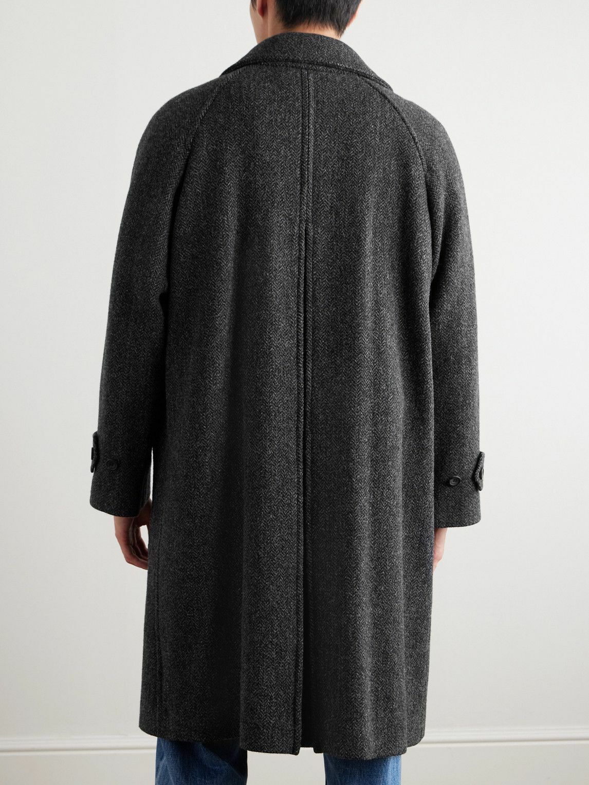 Drake's - Double-Breasted Herringbone Wool Coat - Gray Drake's