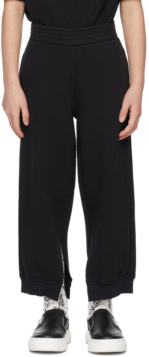 MM6 Maison Margiela Kids Black Split Leg Lounge Pants MM6 Maison Margiela