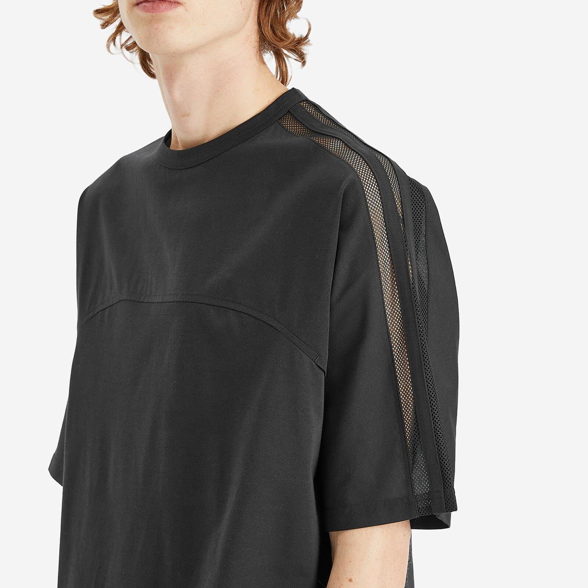 Y-3 Men's Mesh 3 Stripe T-Shirt in Black Y-3