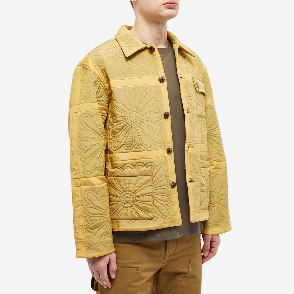 Bode Men's Botanic Shadow Quilt Jacket in Tan Green Bode