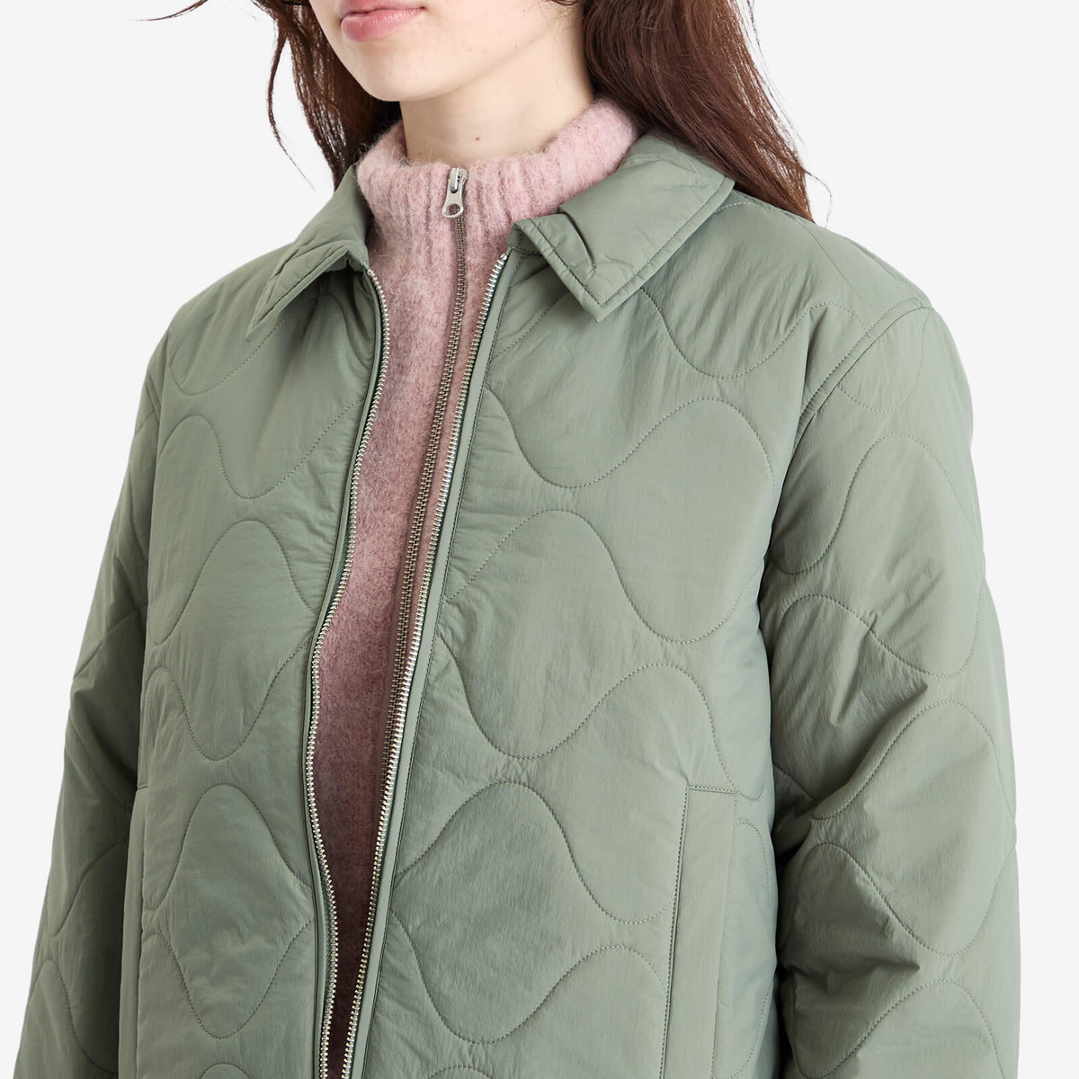 Closed Women's Short Quilted Jacket in Faded Green Closed