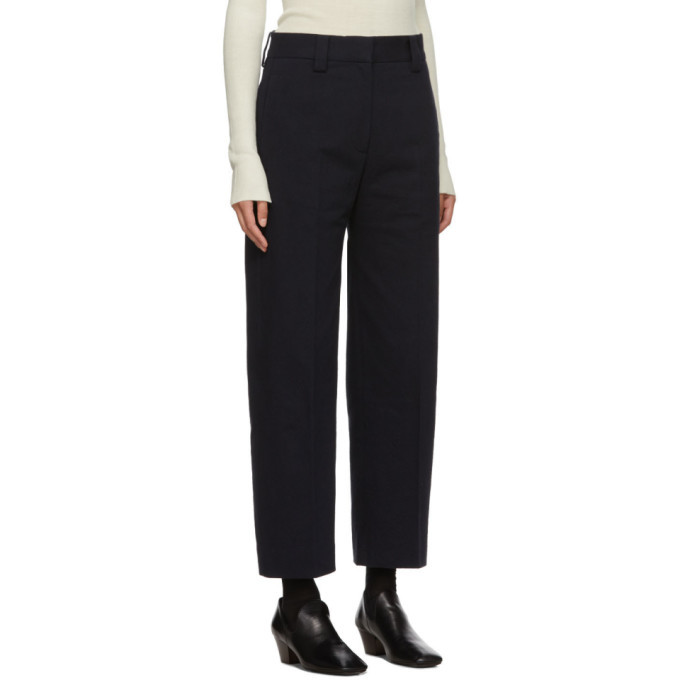 Studio Nicholson Navy Straight Pleated Trouser Studio Nicholson