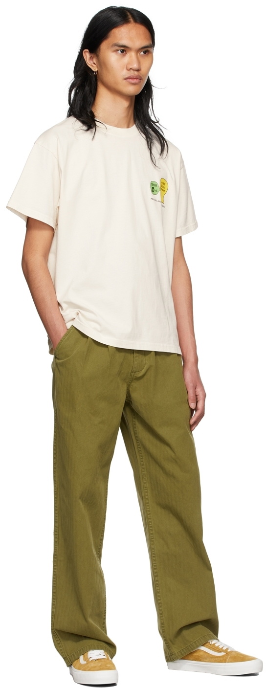 Brain Dead Khaki Herringbone Trousers Brain Dead