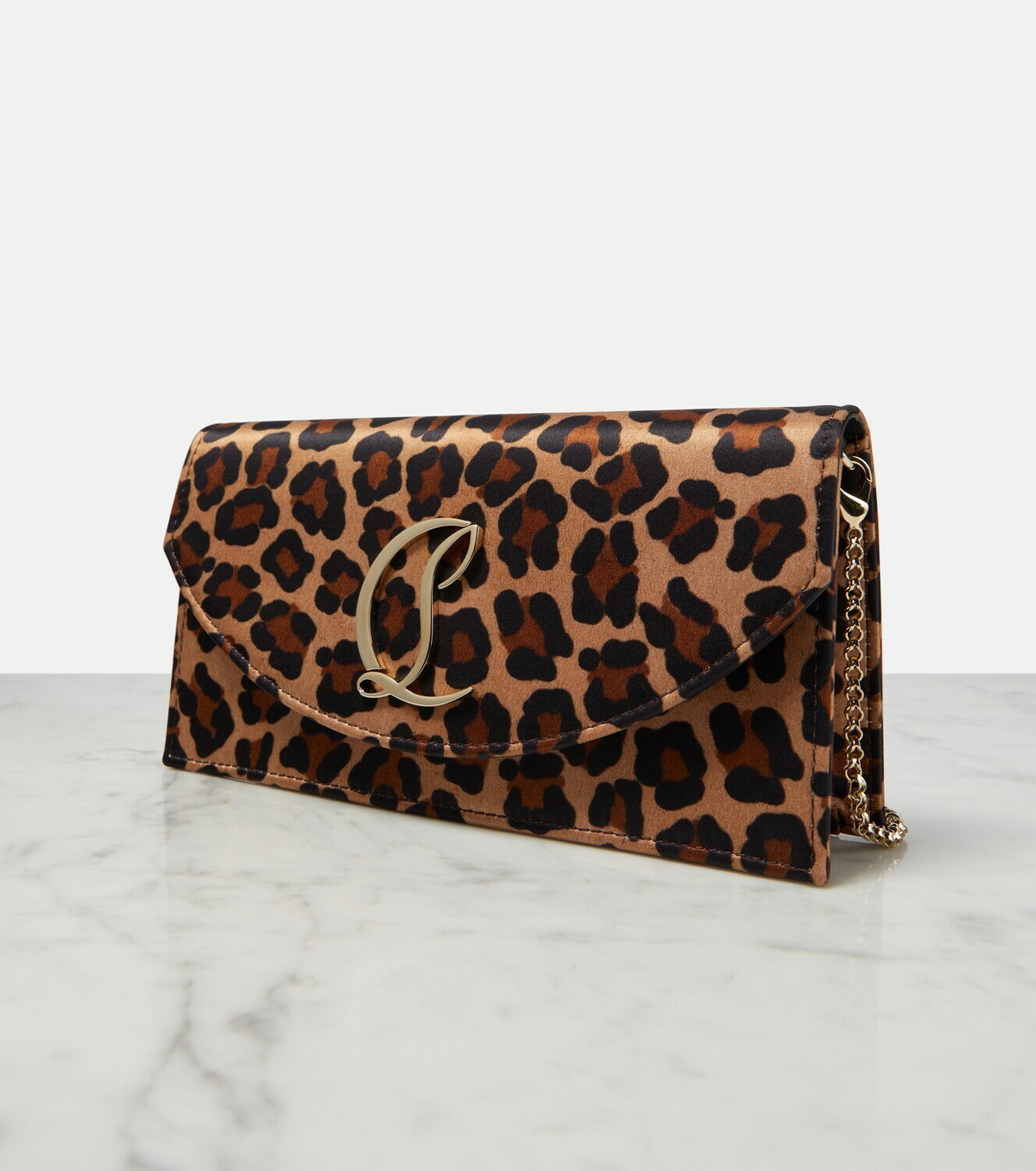 Christian Louboutin Loubi54 leopard-print satin clutch Christian Louboutin