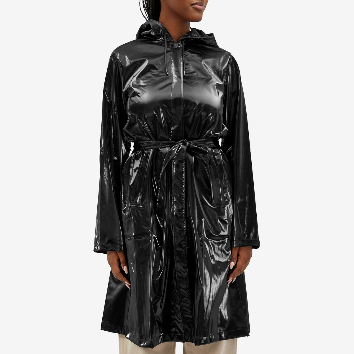 Rains Women's A-Line Long Rain Coat in Night Rains
