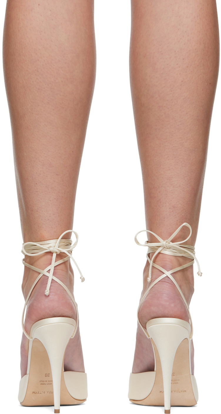 Magda Butrym Off-White Satin Wrap Heels Magda Butrym