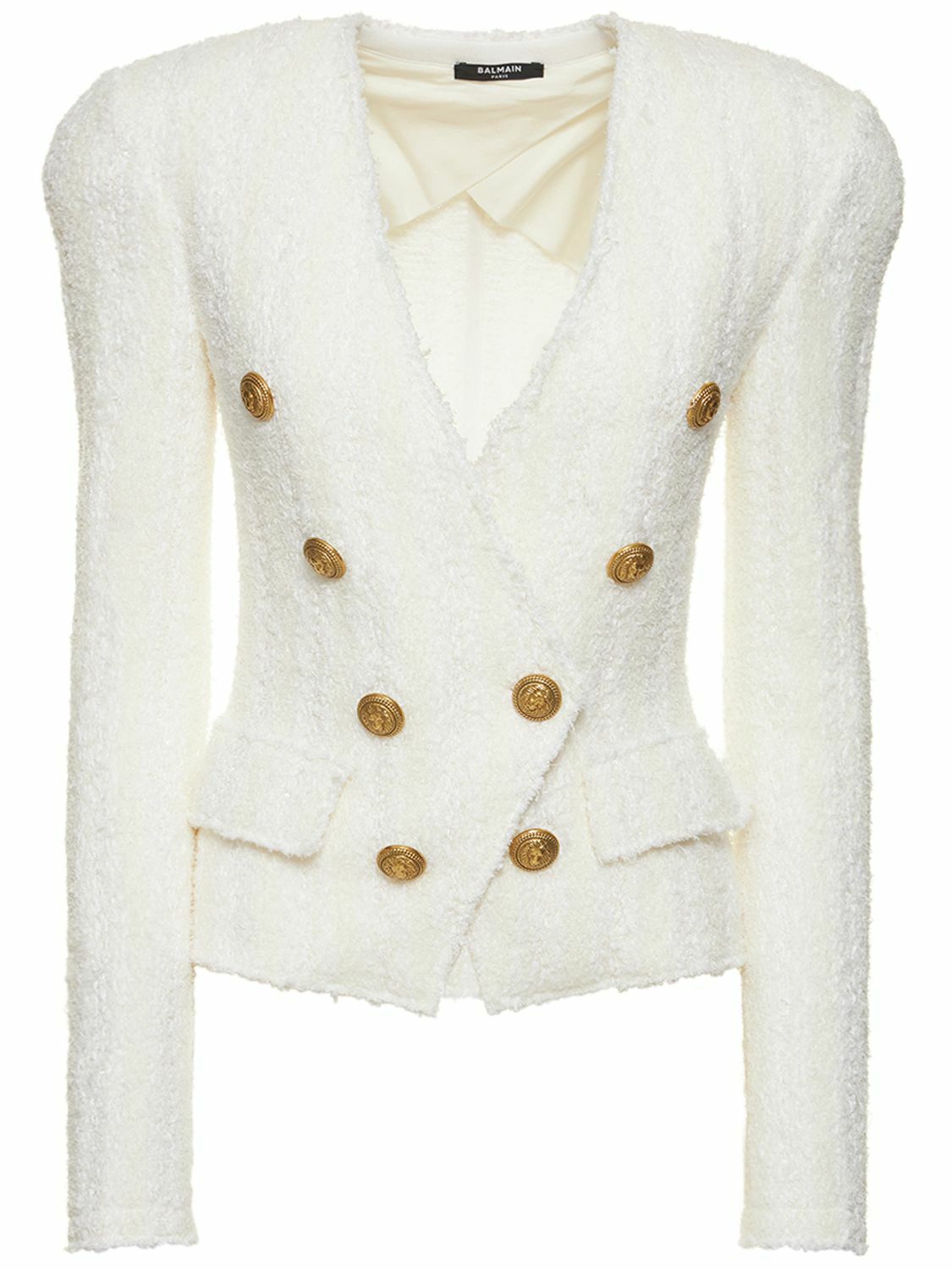 BALMAIN - Collarless Tweed Blazer Balmain