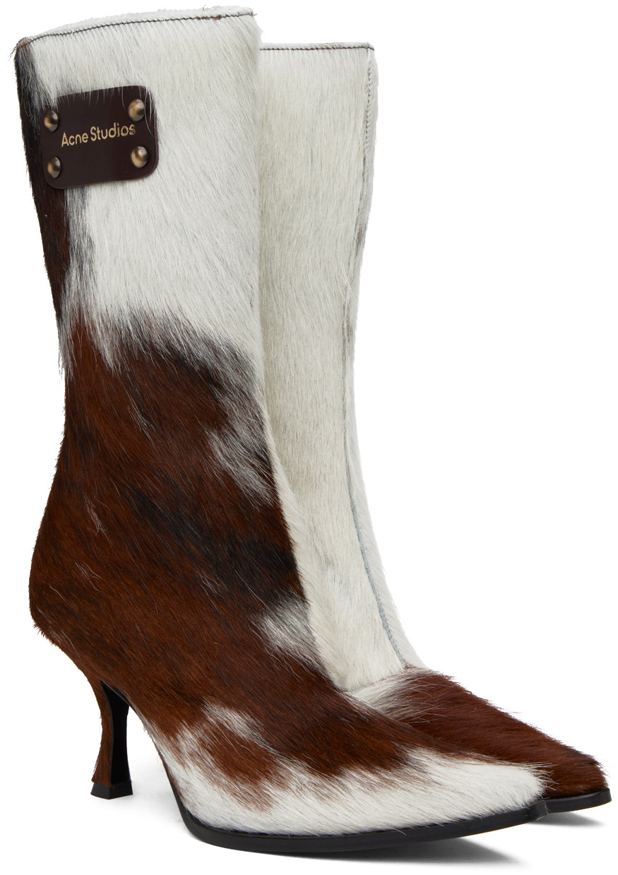 Acne Studios Brown & White Patch Boots Acne Studios