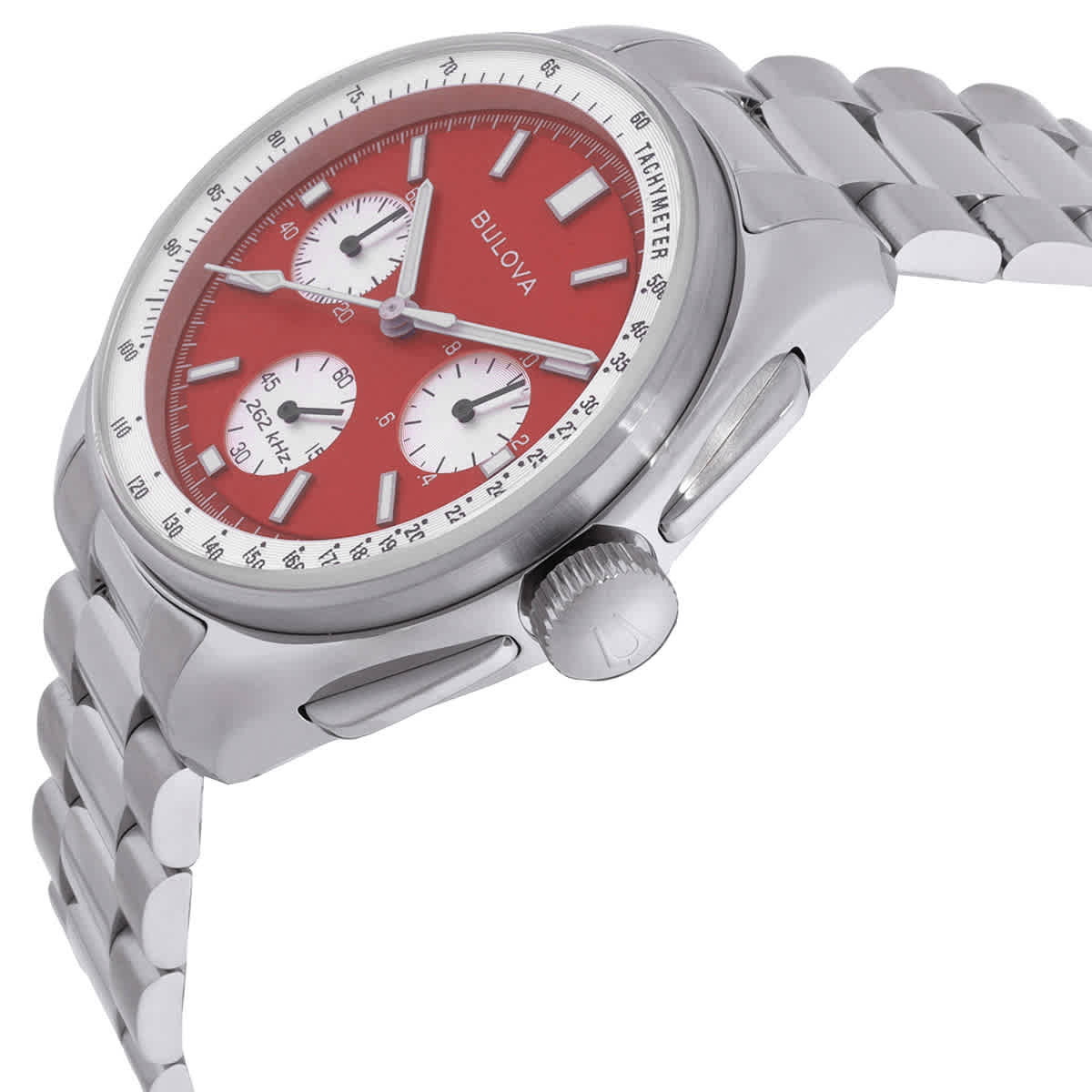 Bulova Lunar Pilot Chronograph Quartz Red Dial Mens Watch 96K115 Bulova
