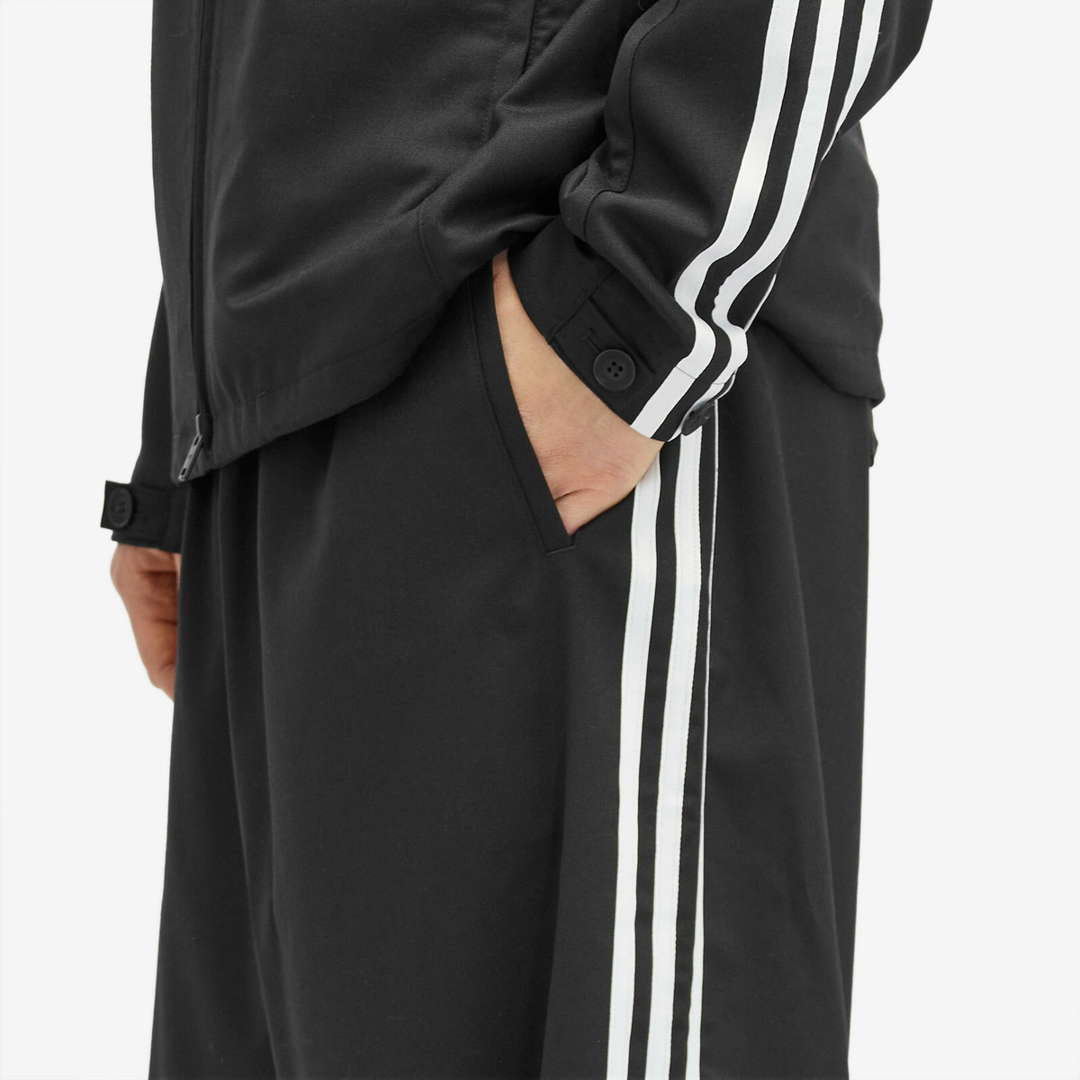 Y-3 Men's 3-Stripe Refined Wool Pants in Black Y-3