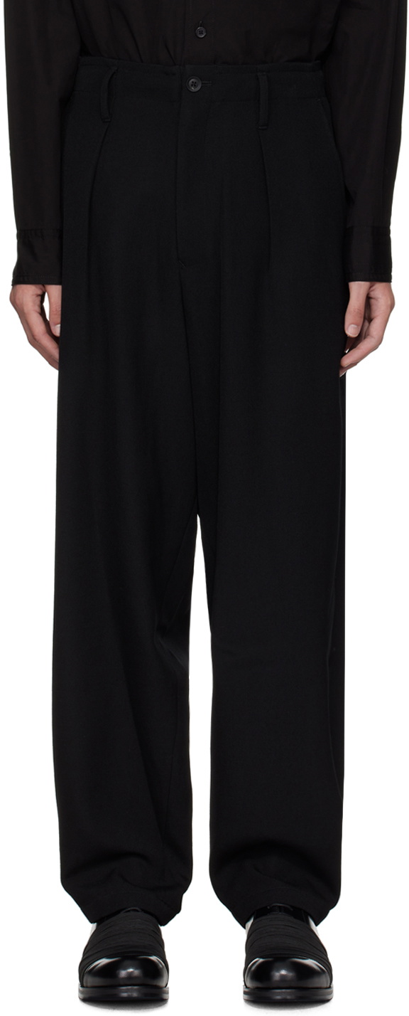 YOHJI YAMAMOTO Black R-Back Loop Tab Trousers Yohji Yamamoto