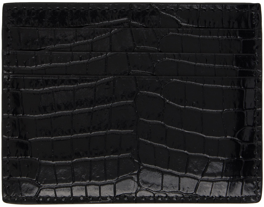 TOM FORD Black Printed Alligator T-Line Card Holder TOM FORD