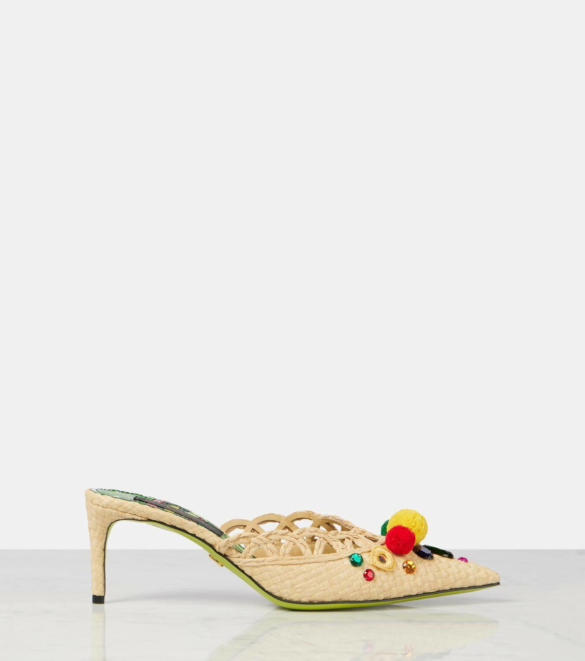 Dolce&Gabbana Pointy 60 embellished raffia mules Dolce & Gabbana