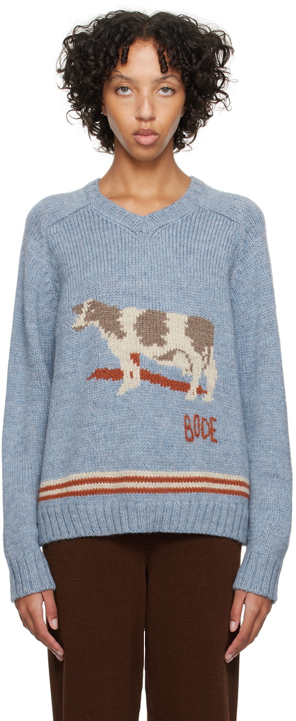 Bode Blue Cattle Sweater Bode