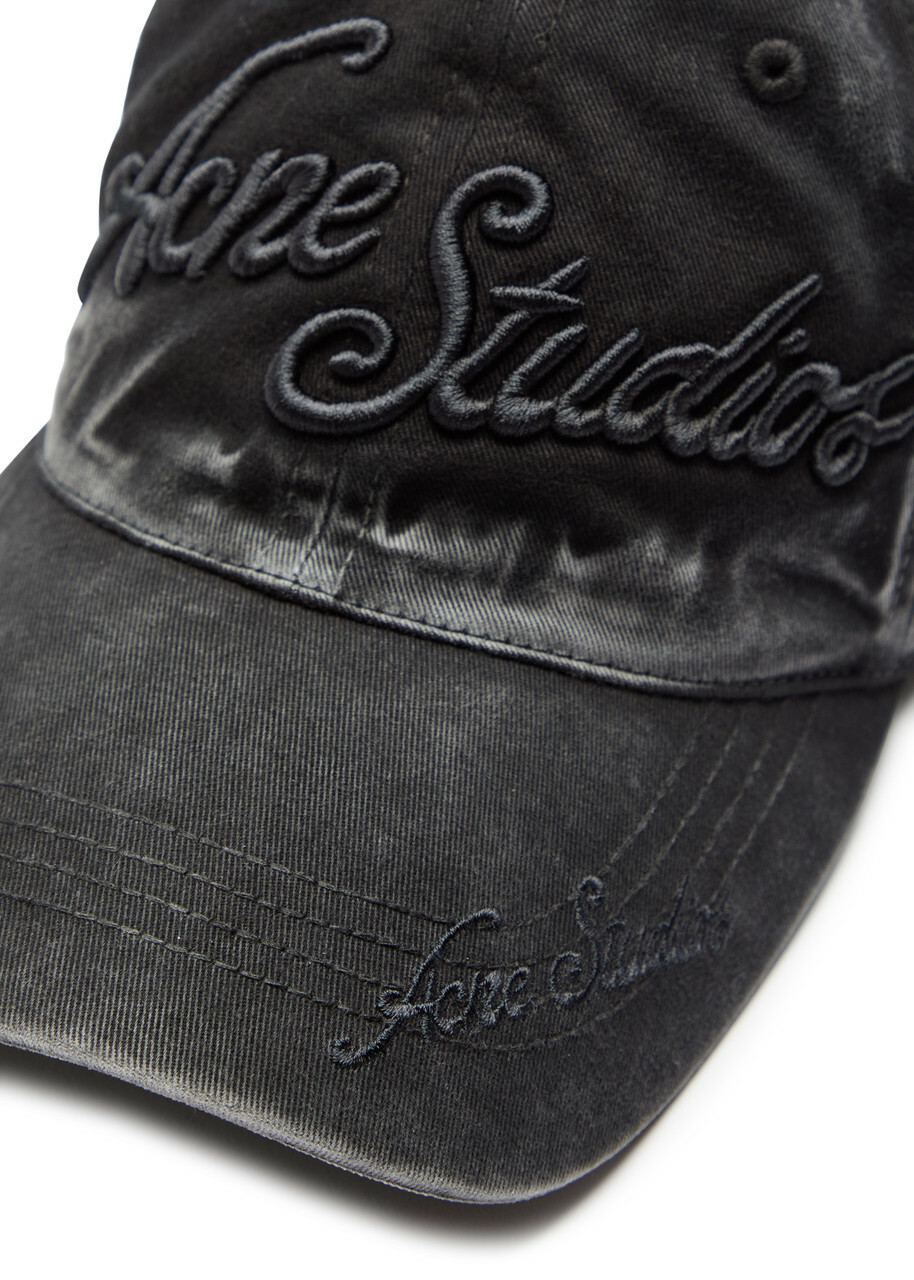 Acne Studios Logo-embroidered Faded Cotton cap - Black - One Size Acne ...
