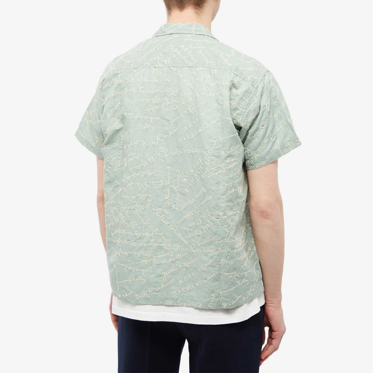 Bode Men's Signature Embroidered Vacation Shirt in Blue Bode
