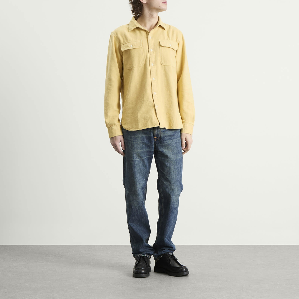 RRL Men's Grayson Flannel Shirt in Faded Yellow RRL