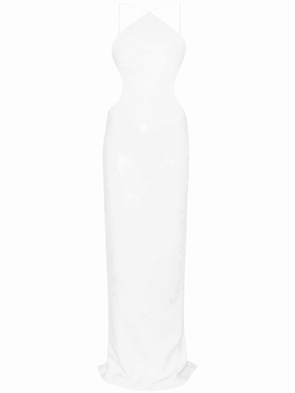Mônot White Sequinned Gown Monot
