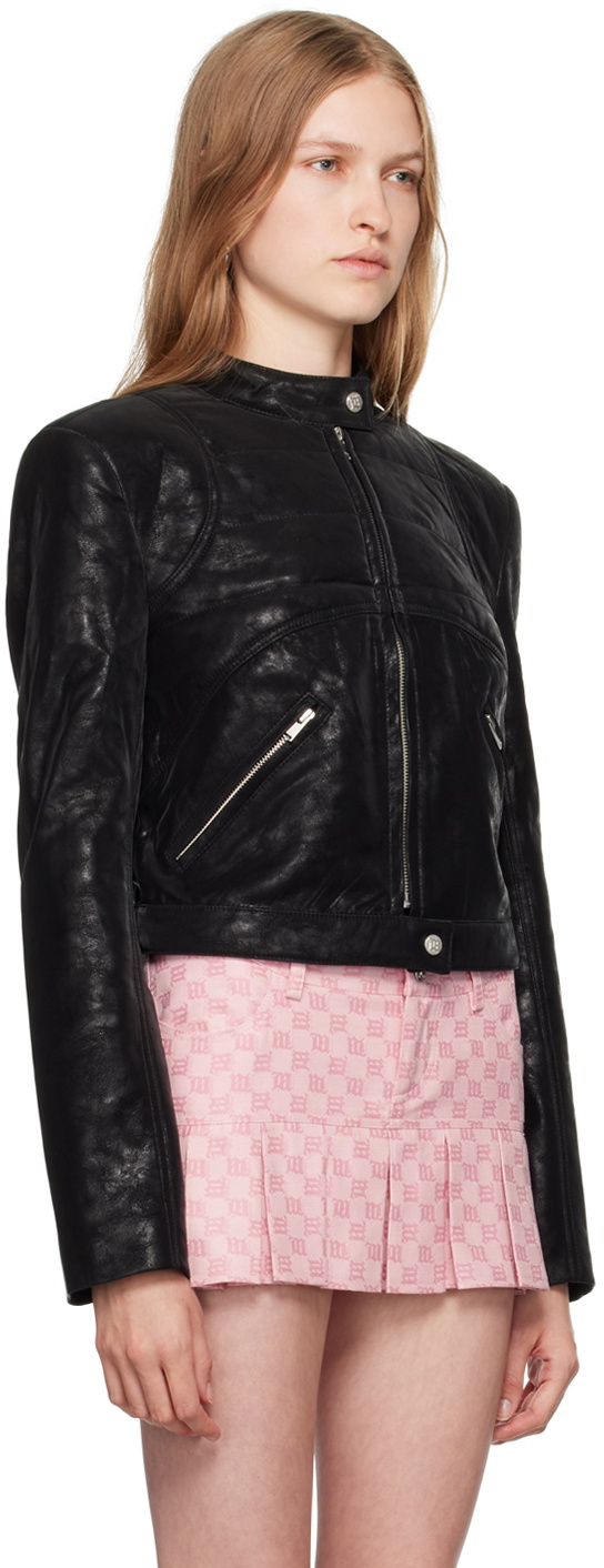 MISBHV Black Quilted Faux-Leather Jacket MISBHV