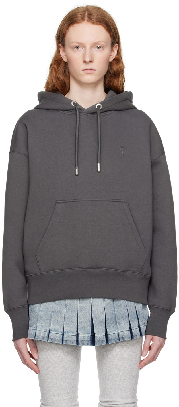AMI Paris Gray Ami de Cœur Hoodie AMI