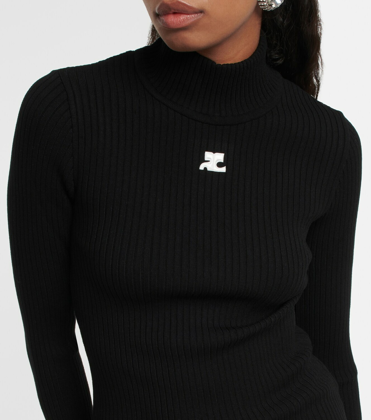 Courrèges Ribbed-knit mockneck sweater Courreges