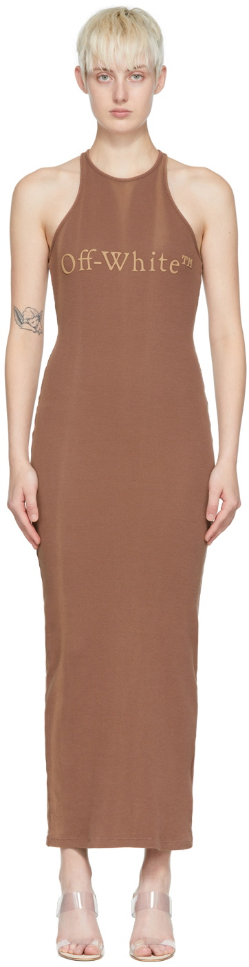 Off-White Brown Cotton Midi Dress Off-White