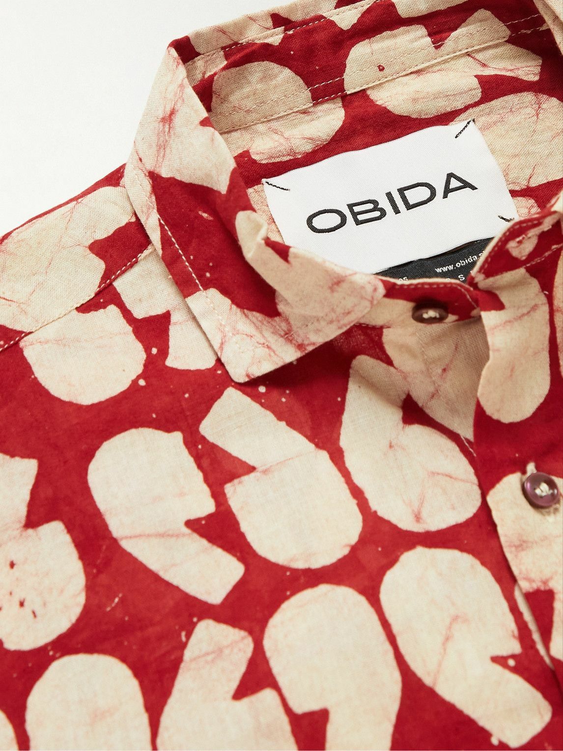 Obida - Twill-Trimmed Printed Cotton-Poplin Shirt - Red