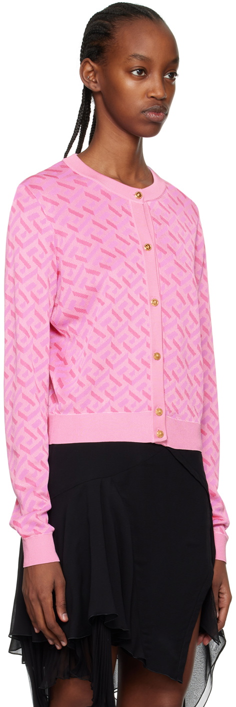 Versace Pink La Greca Cardigan Versace