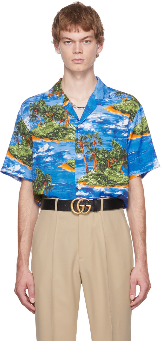 Gucci Blue Printed Shirt Gucci