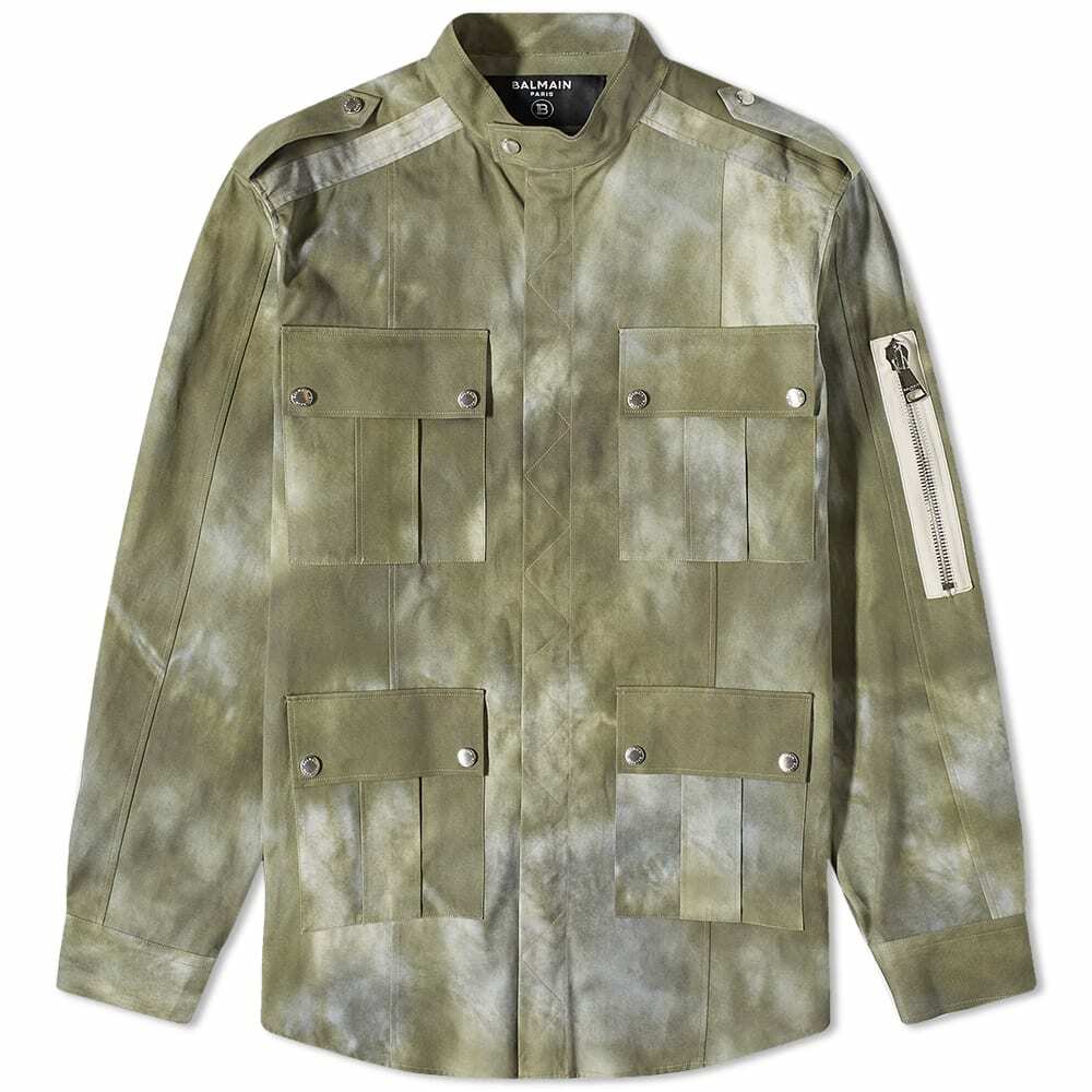 Balmain Men's Saharan Tie Dye Twill Jacket in Multi/Khaki Balmain