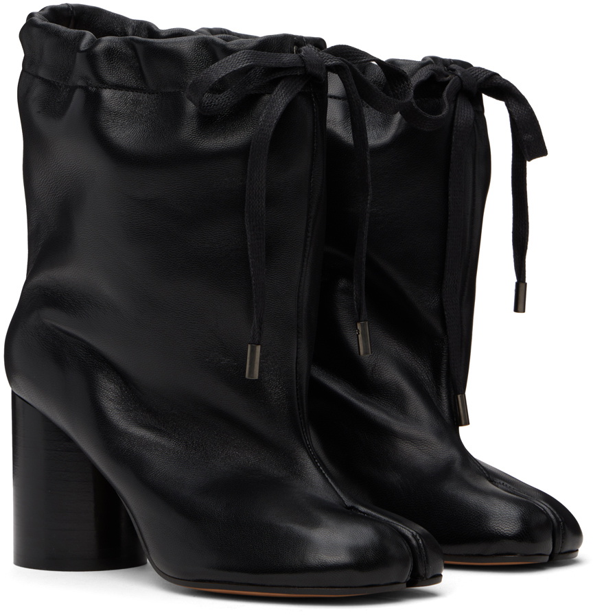 Maison Margiela Black Tabi Drawstring Ankle Boots Maison Margiela