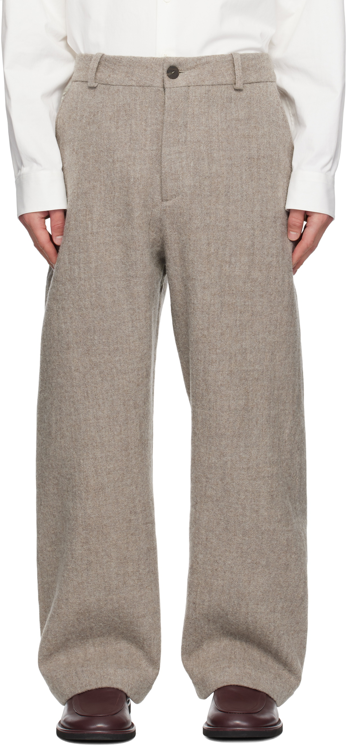 Studio Nicholson Beige Bosworth Wool Trousers Studio Nicholson