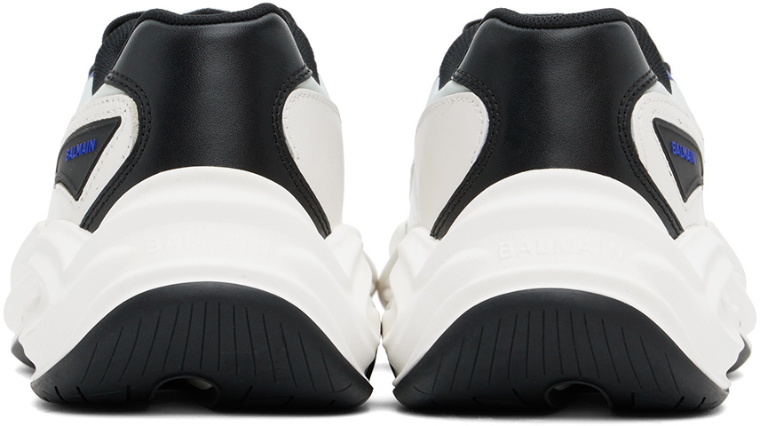 Balmain White & Blue Run-Row Leather Sneakers Balmain