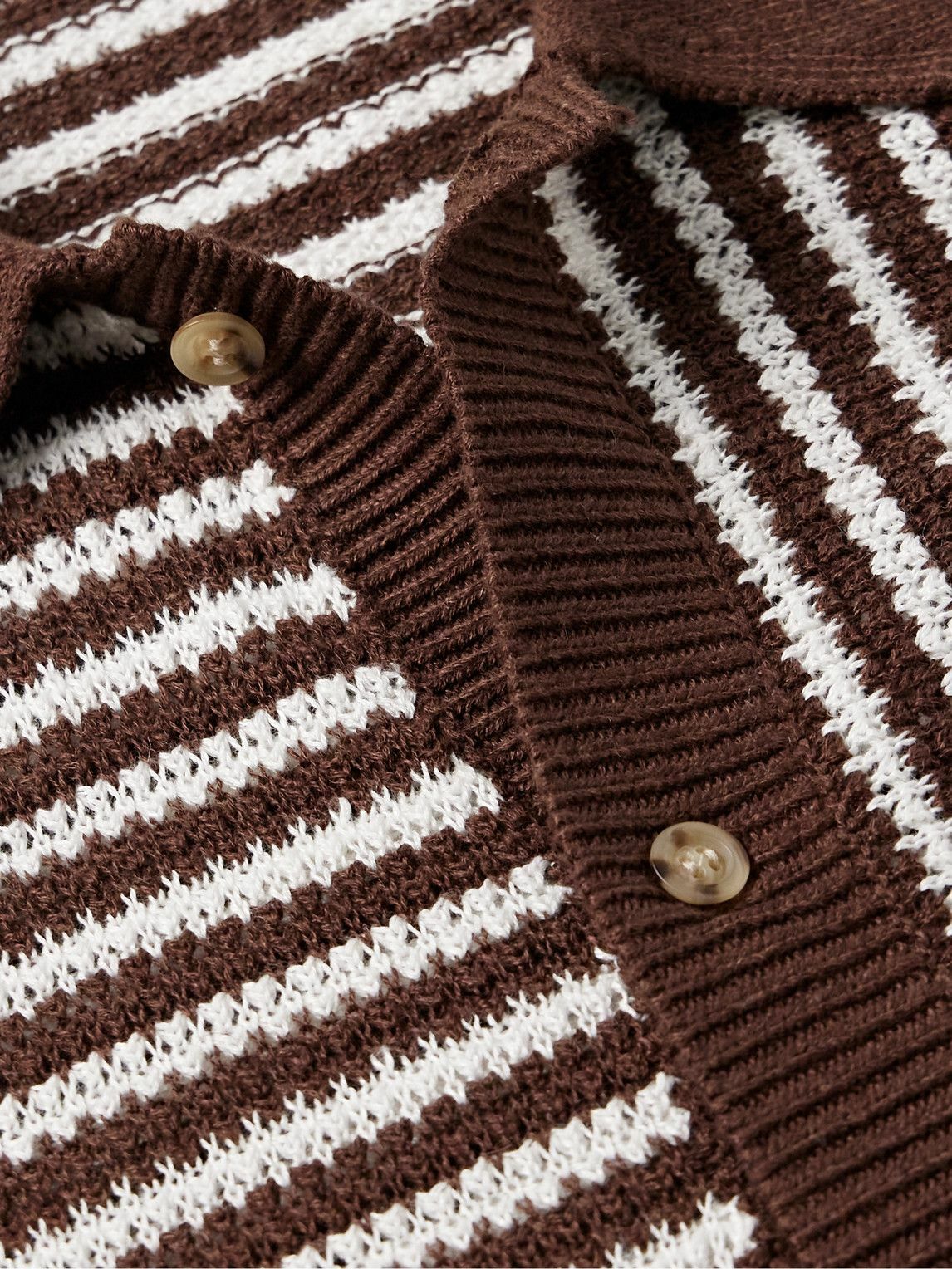 Onia - Open-Knit Striped Linen Shirt - Brown Onia
