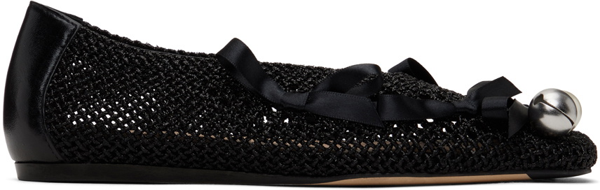 Simone Rocha Black Bell Charm Crochet Ballerina Flats Simone Rocha