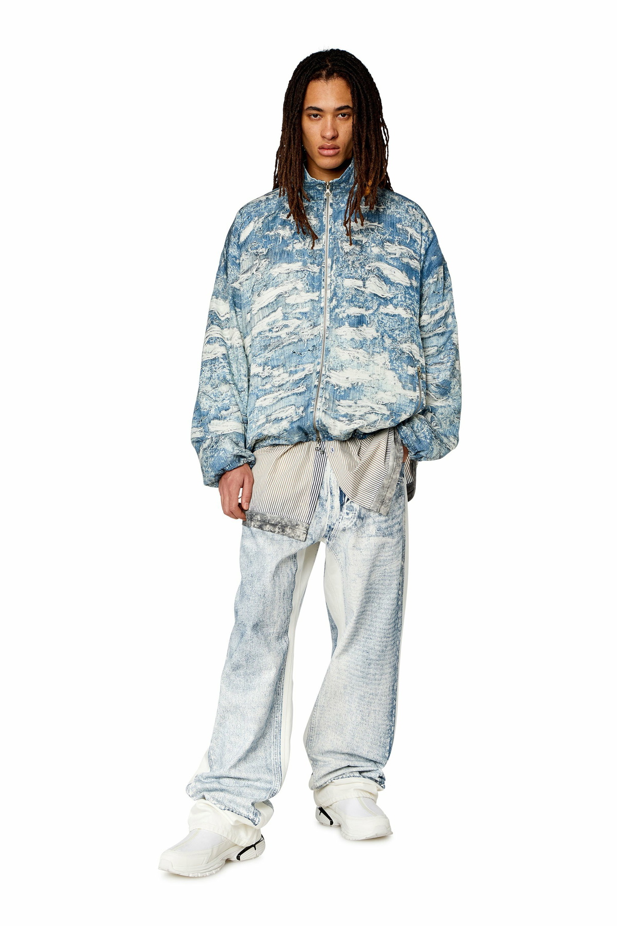 Diesel Windbreaker with Tiger Breaks denim print - Jackets Mens in Blue ...