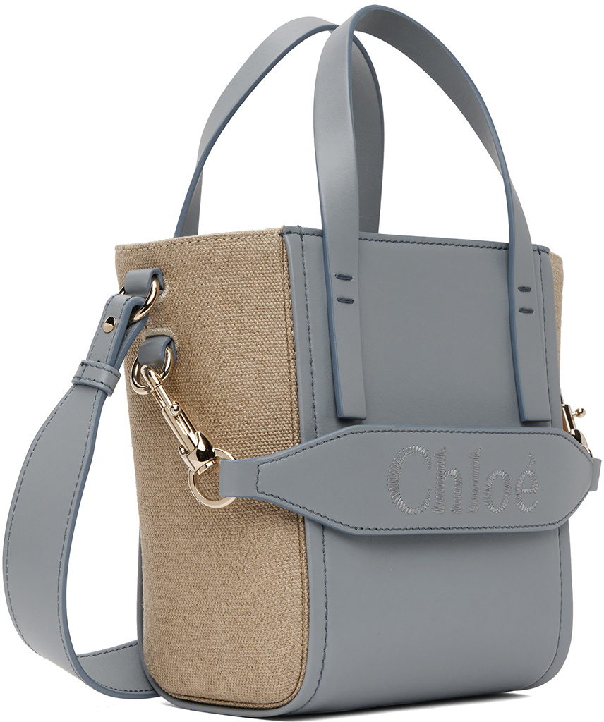 Chloé Beige & Blue Small Sense Tote Chloe